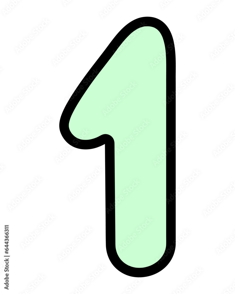 Unit. Green number one with rounded corners. Arabic number symbol ...