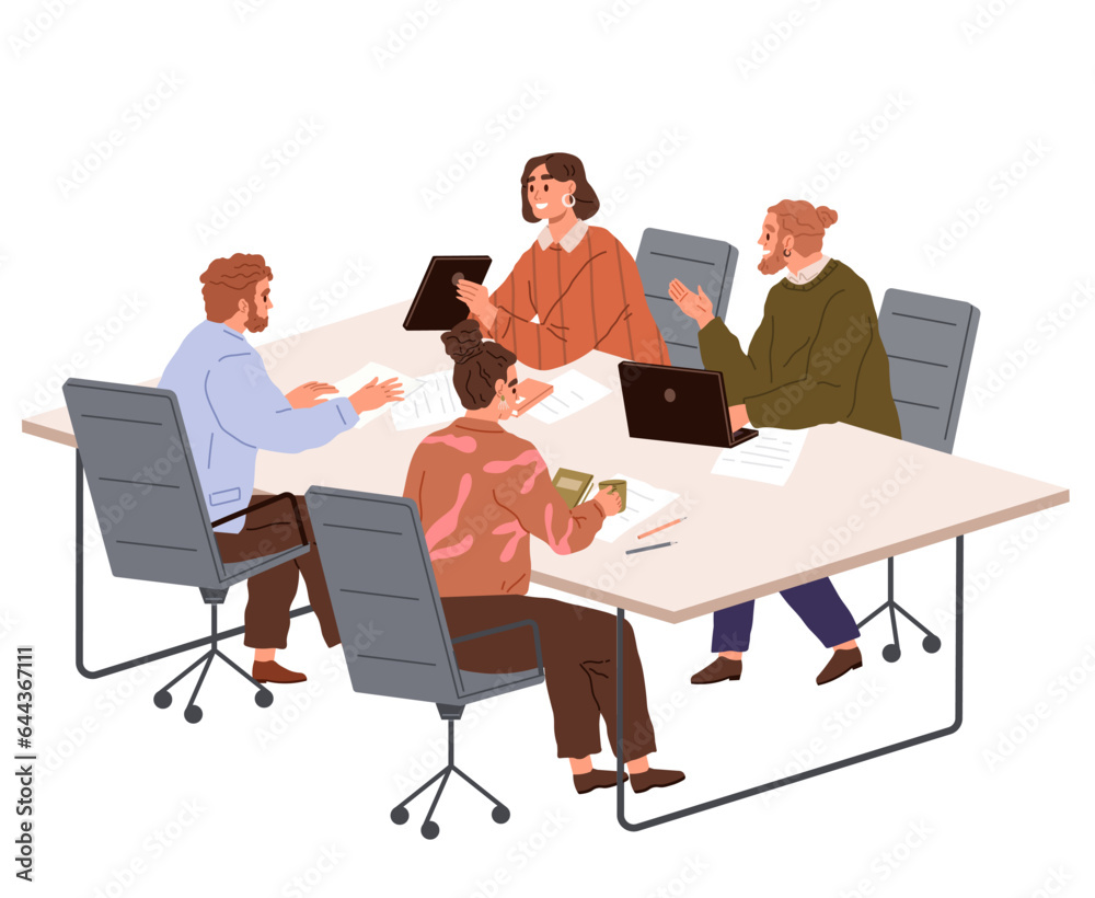 People office work. Vector illustration. A worker employee shows ...