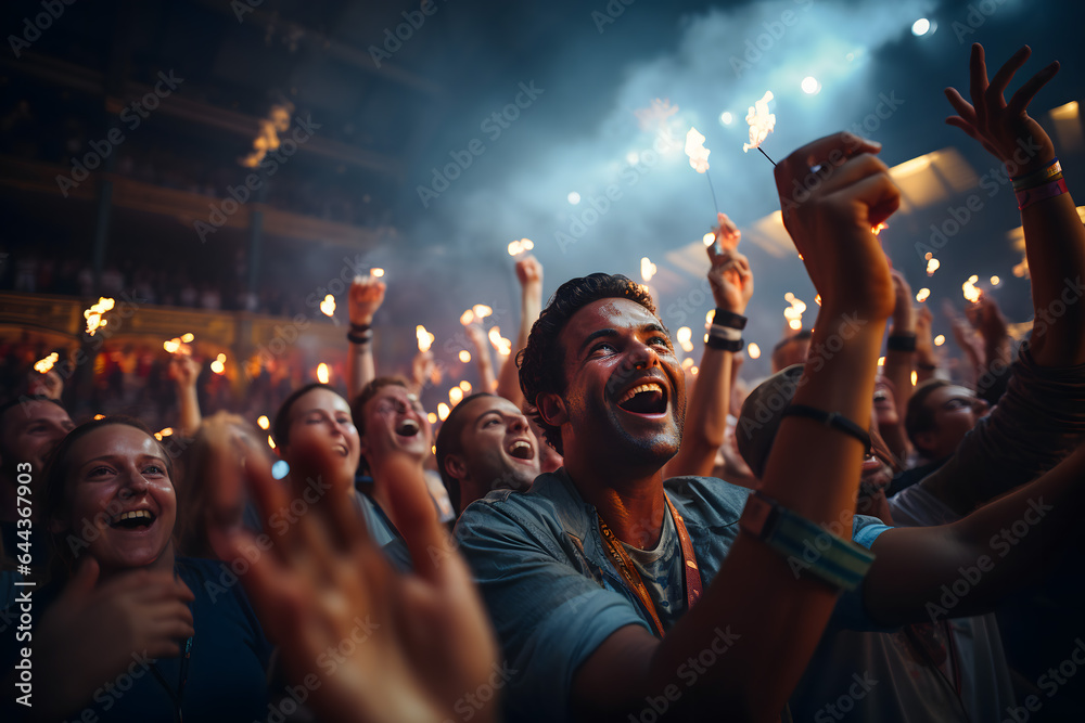 crowd of people dancing at concert Stock Photo | Adobe Stock