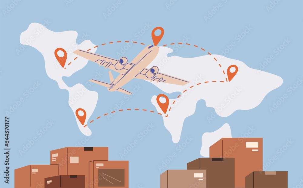 International logistic. Global air delivery export. Vector. Cargo ...