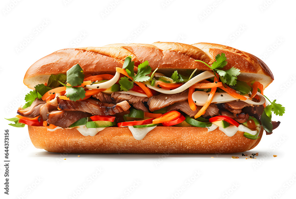 Banh Mi vietnamese sandwich, Vietnamese beef sandwich isolated, Banh Mi ...
