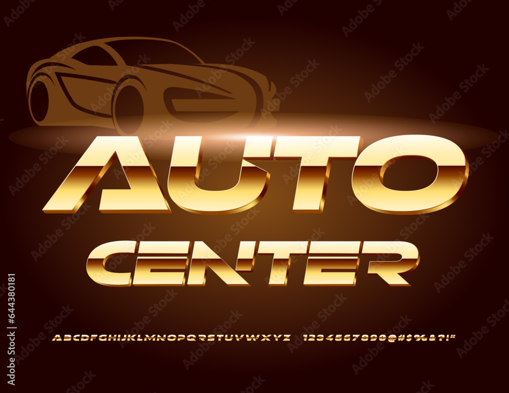 Vector premium logo Auto Center with Unique Golden Font. Abstract style ...