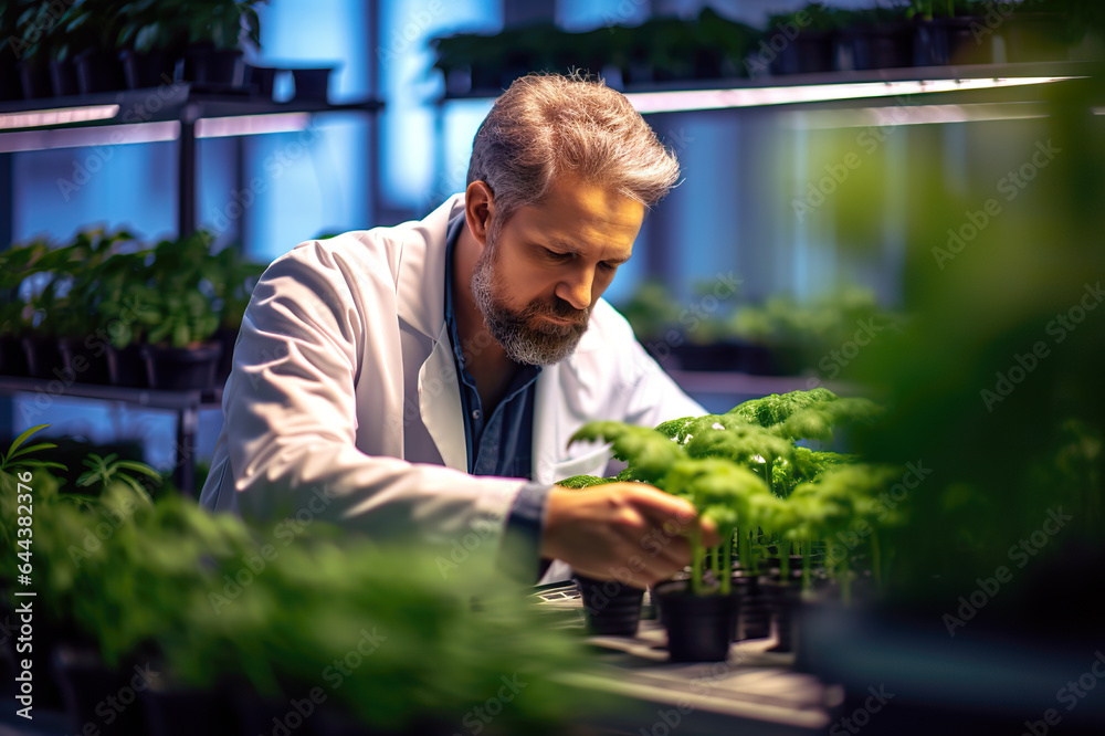 A Botanist Conducts Experiments in a High-Tech Lab, Combining Genetic ...
