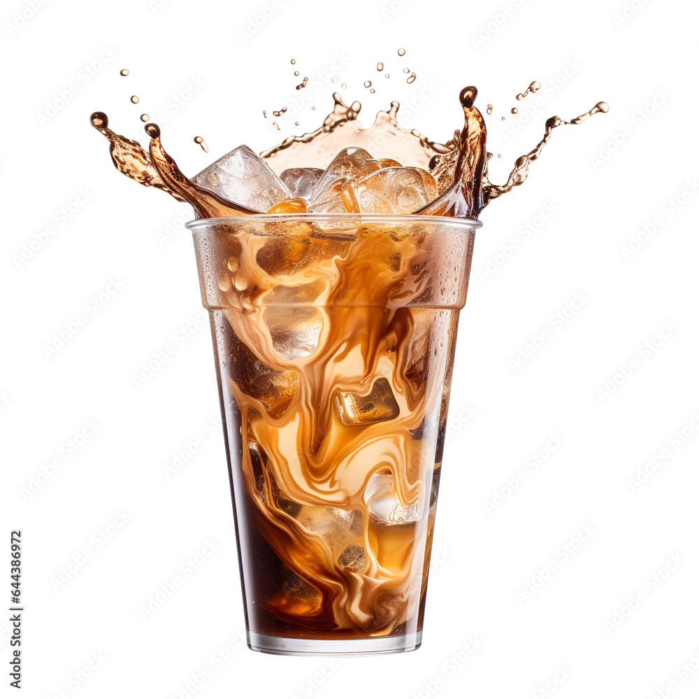 Iced coffee splash isolated on transparent background Remove png ...