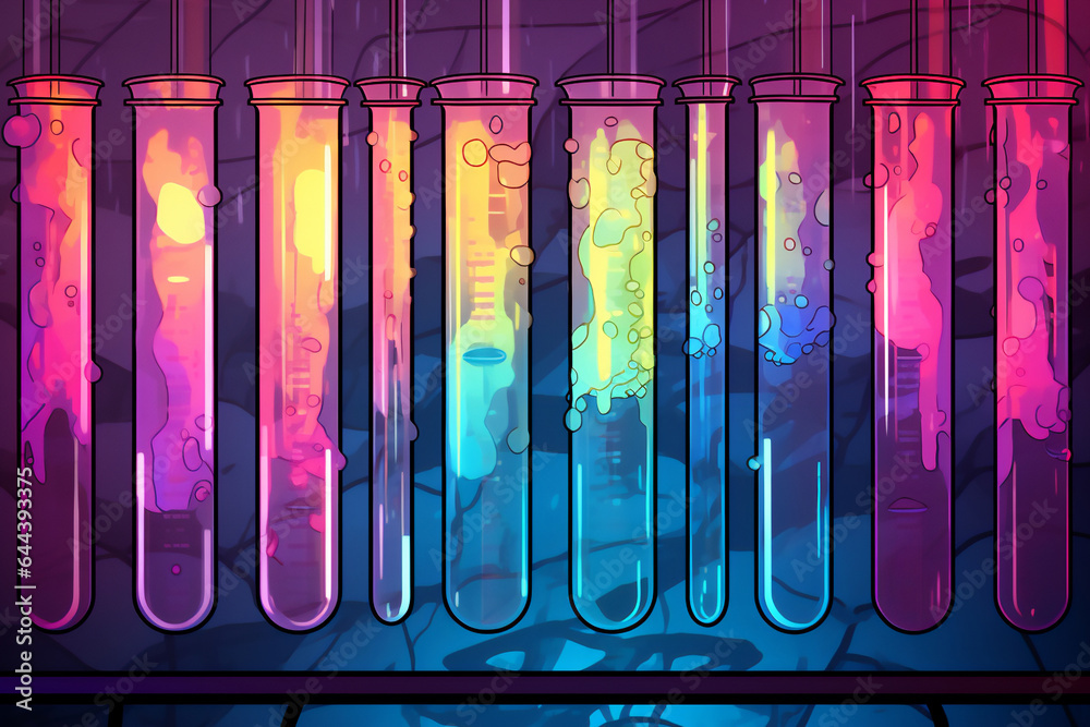 Analysing glass test tubes samples in a science laboratory while doing ...