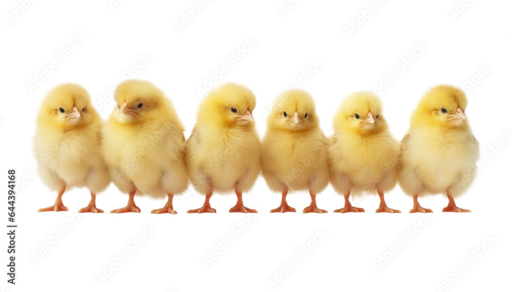 six little chicken isolated on transparent background cutout Stock ...