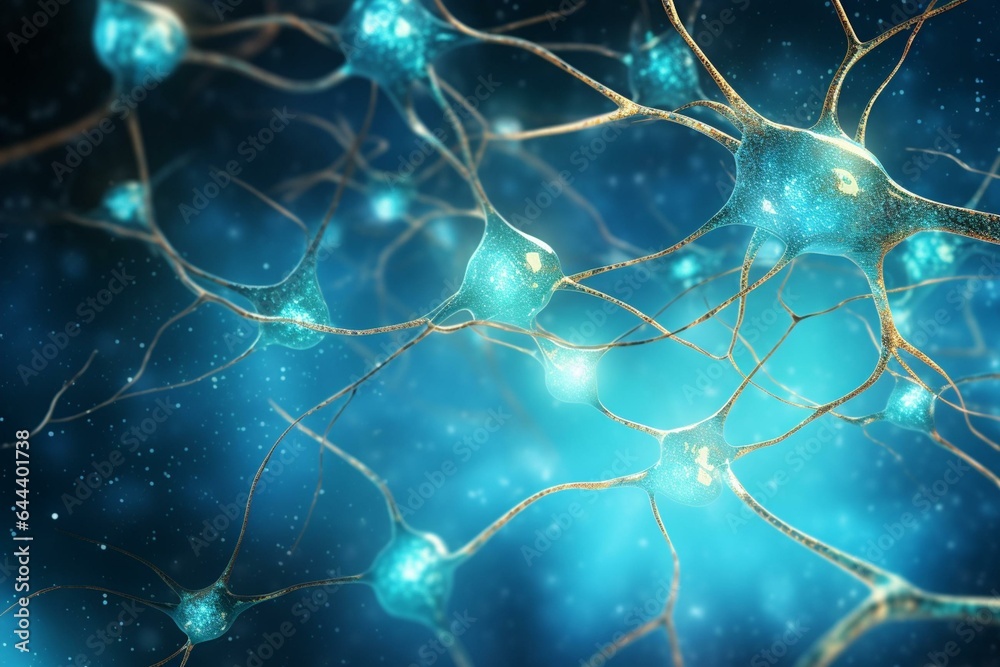 Illustration depicting nerve cells with myelin sheath and neurons ...