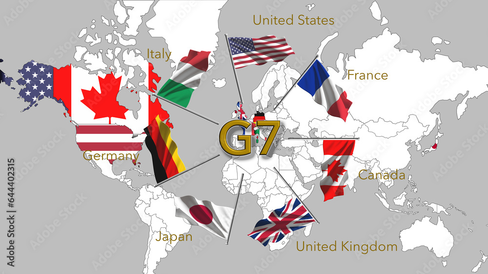 G7 Flags, the group of the seven major economically advanced states on ...