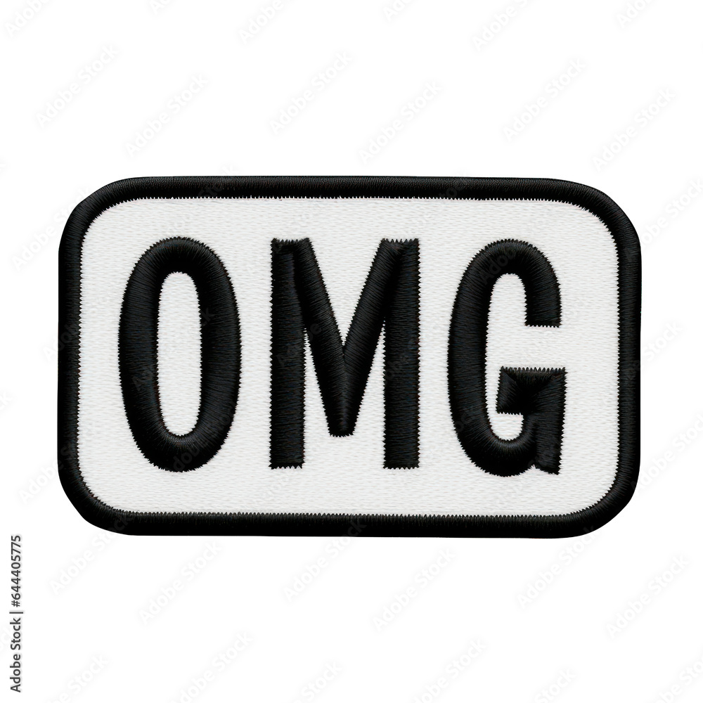omg embroidered patch badge on isolated transparent background png ...