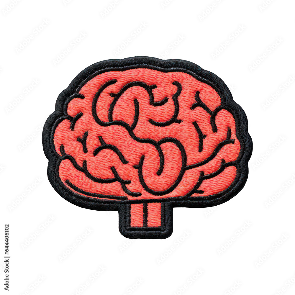 brain embroidered patch badge on isolated transparent background png ...