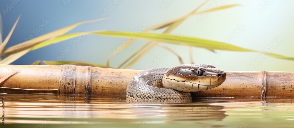Non venomous Rat snakes slithering on bamboo showcasing beautiful skin ...