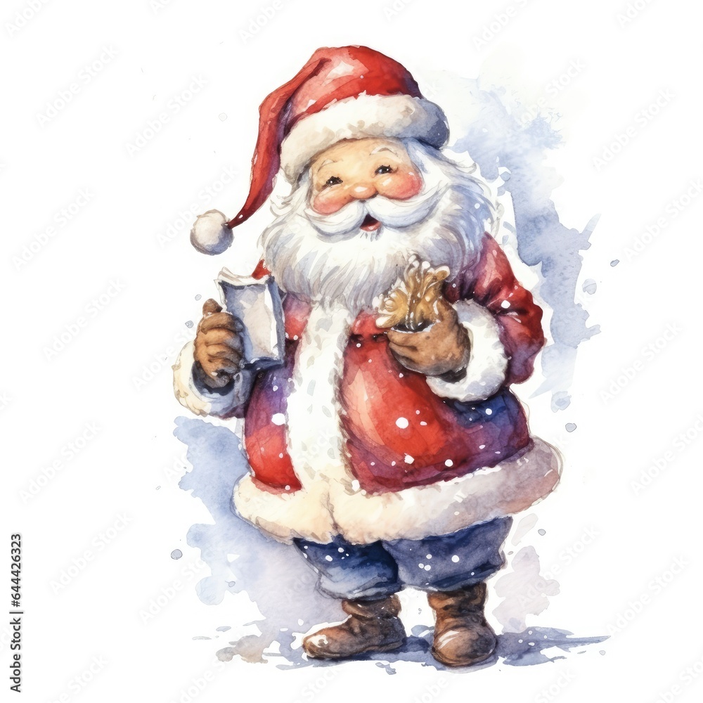 Santa Claus Clipart in Watercolor Painting, Perfect for Christmas ...