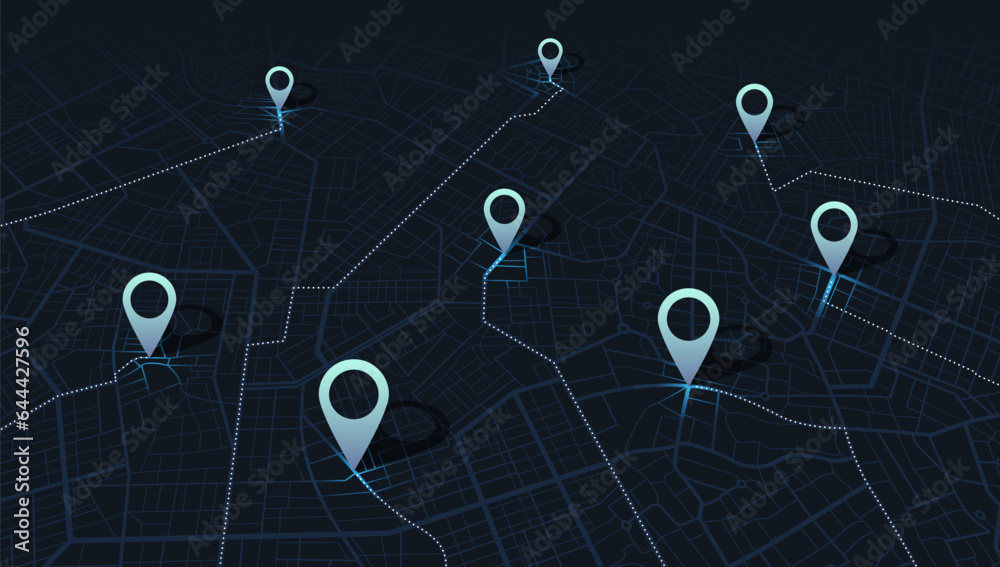 Multiple destinations, points Vector, iIsometric modern abstract map ...