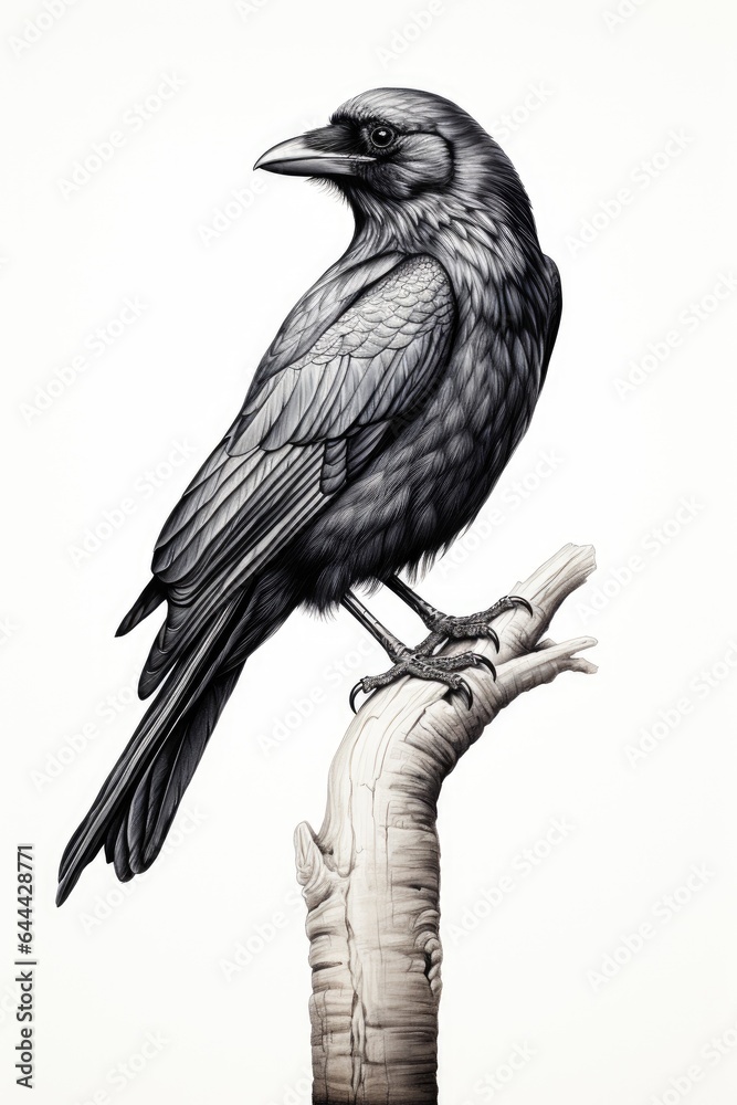 Crow Eerie Beauty of Gothic Art Simplistic Black and White Drawing ...