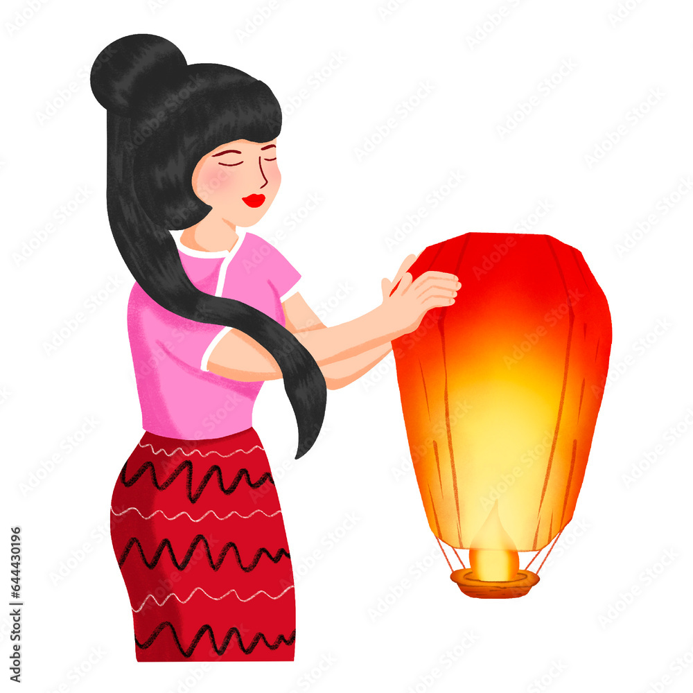 Myanmar Lighting Festival characters, lanterns, paintings Stock ...