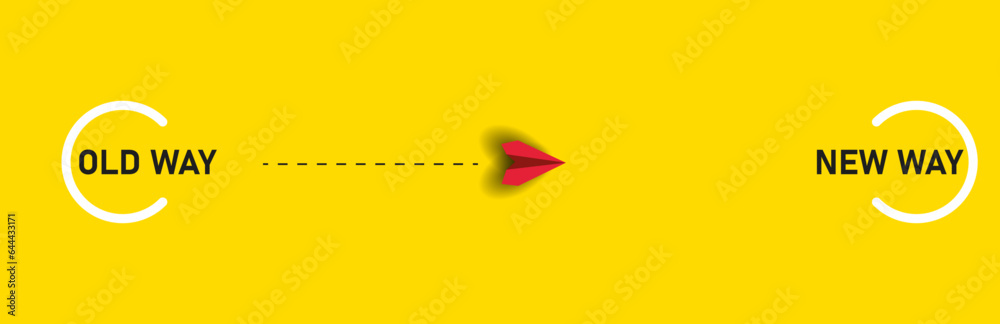 Red paper airplane flying old way new way. New Idea concept. business ...