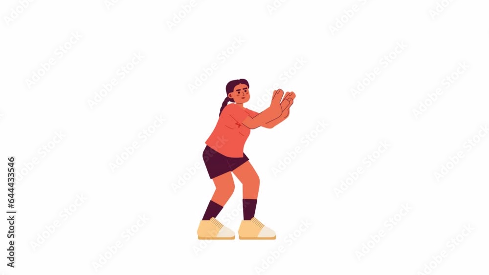 Stockvideon Female setter player on volleyball court 2D character ...