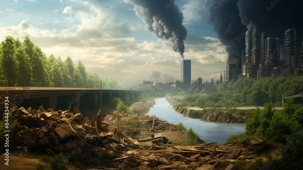 Bad vs good environment. Good and poor ecology comparison. Humanity ...