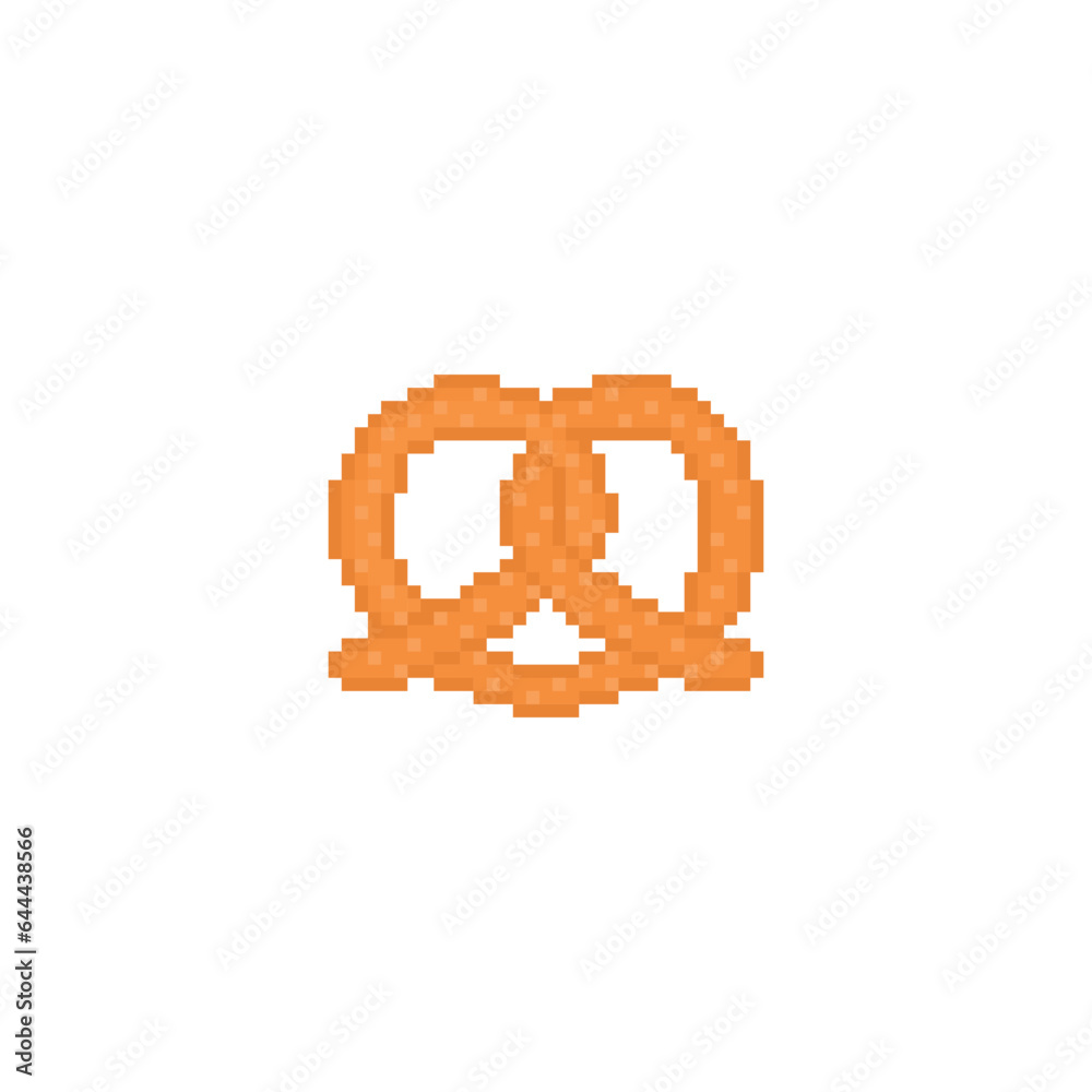 pixel pretzel icon. Vector pixel art pretzel 8 bit game logo for ...