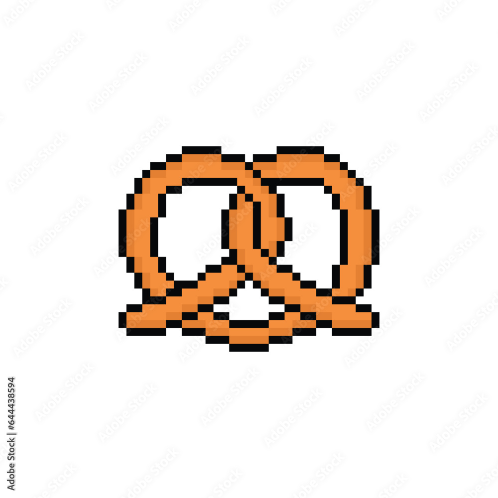 pixel pretzel icon. Vector pixel art pretzel 8 bit game logo for company Stock Vector | Adobe Stock