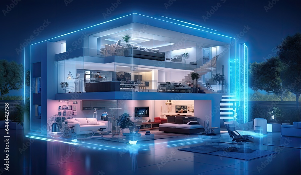 Futuristic smart home exterior created with AI Stock Photo | Adobe Stock