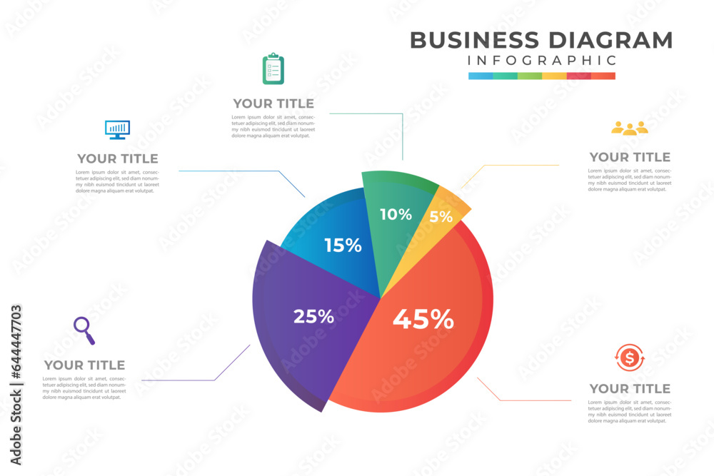 Pie Chart diagram element, presentation vector infographic template for ...