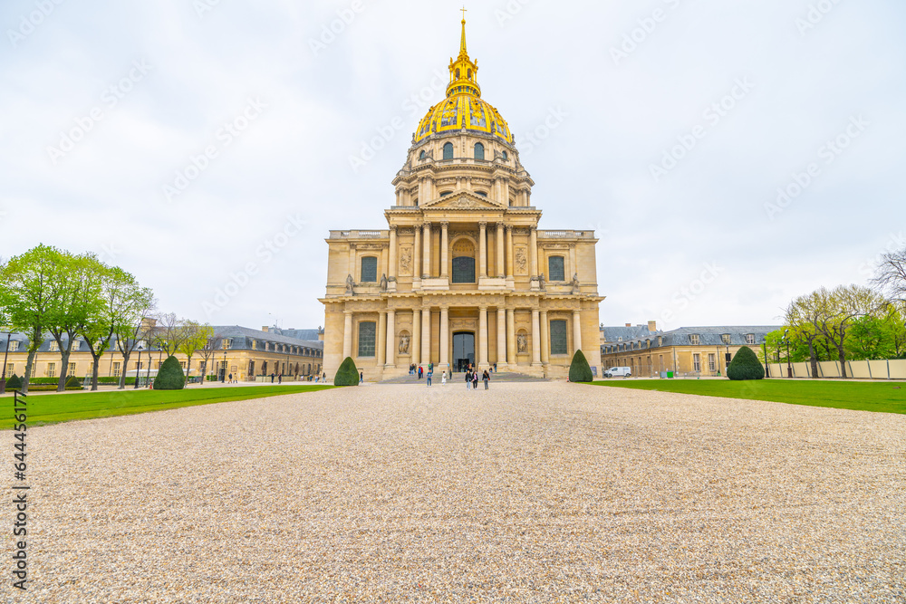 Les Invalides, or Hotel des Invalides. Complex of historical buildings ...