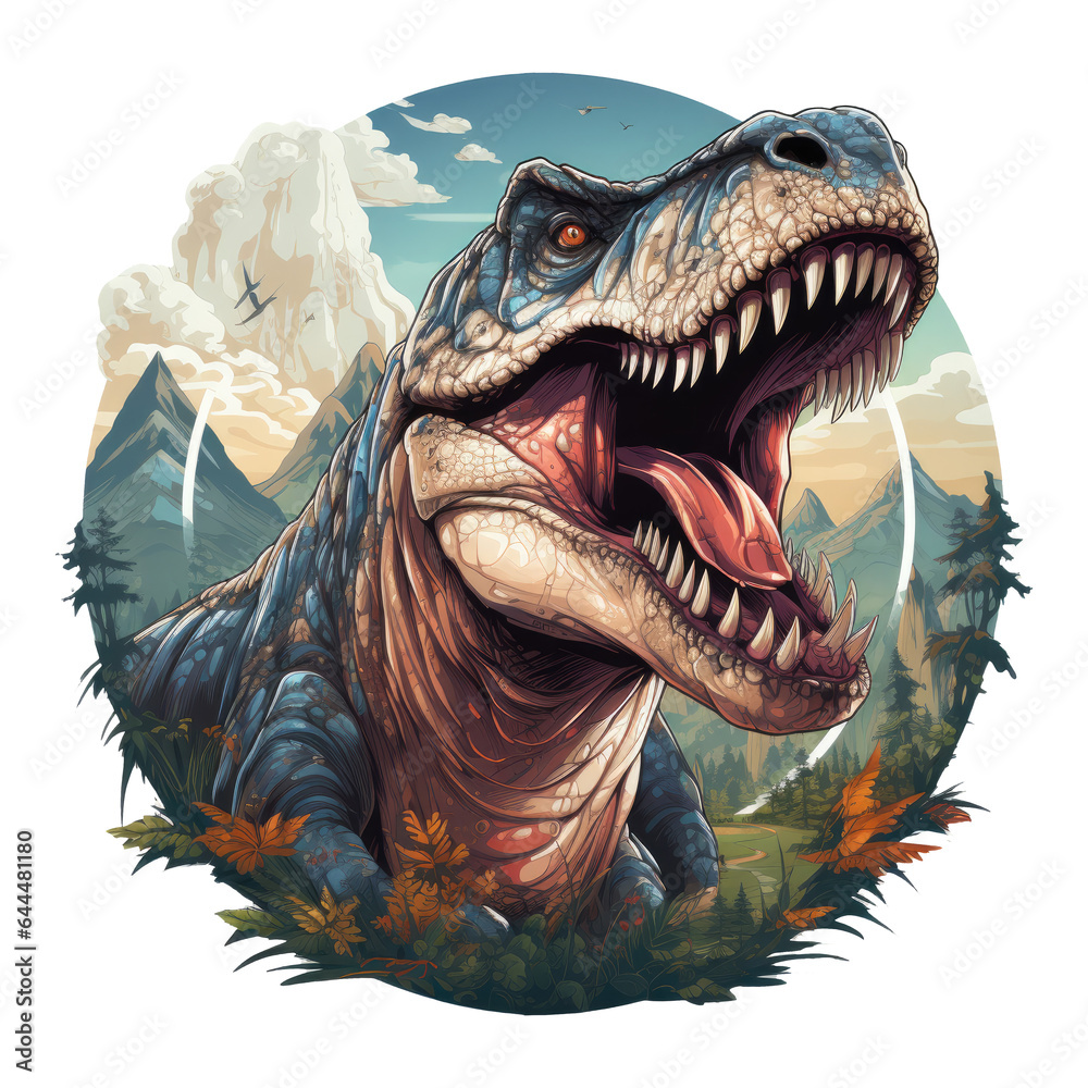 An epic Dinosaur t-shirt design capturing the colossal size of a ...
