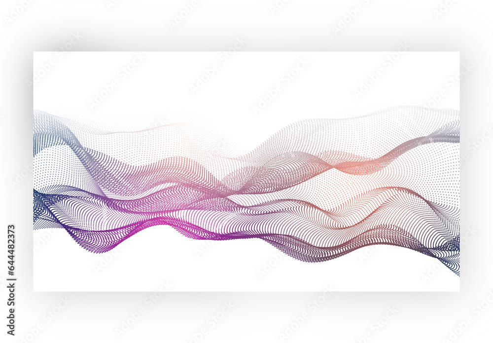 Abstract Wavy Particles on White Background for Big Data or Blockchain ...