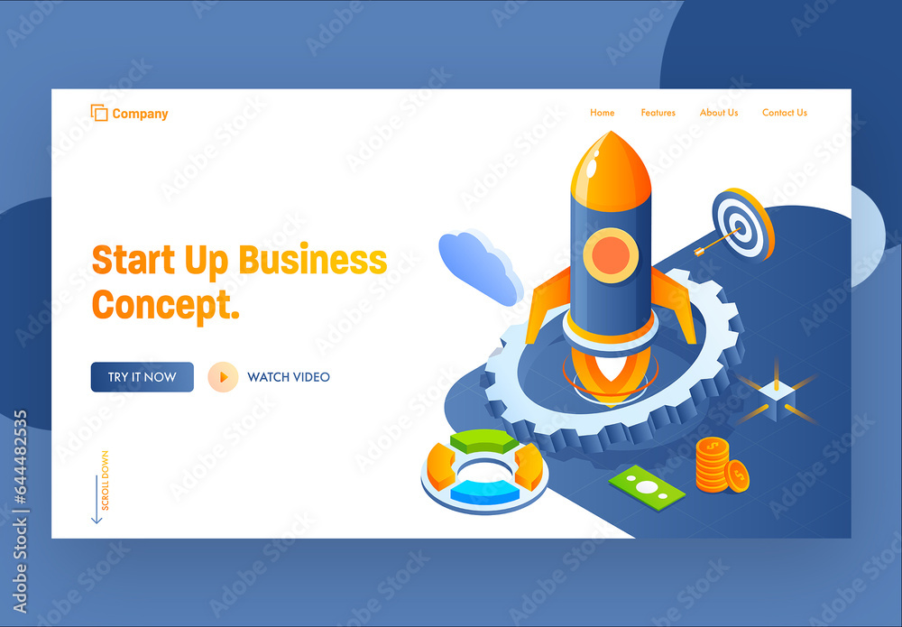 Startup Business Concept Based Landing Page Design with Rocket ...