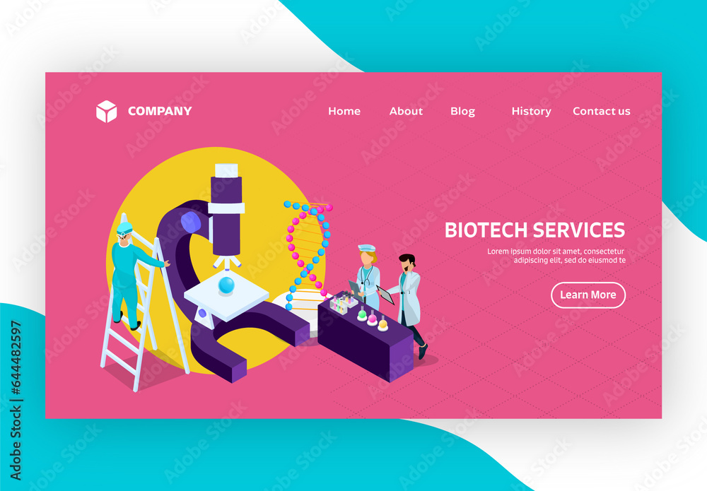 Responsive Landing Page Design, Medical Team Doing Research on DNA in ...