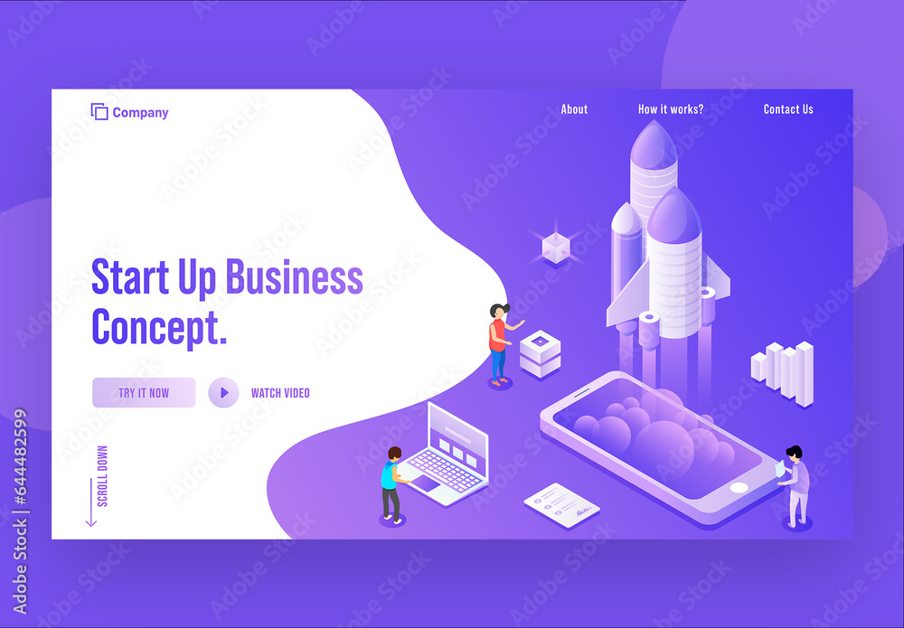 Responsive Landing Page Design, Business People Launching a New Project ...