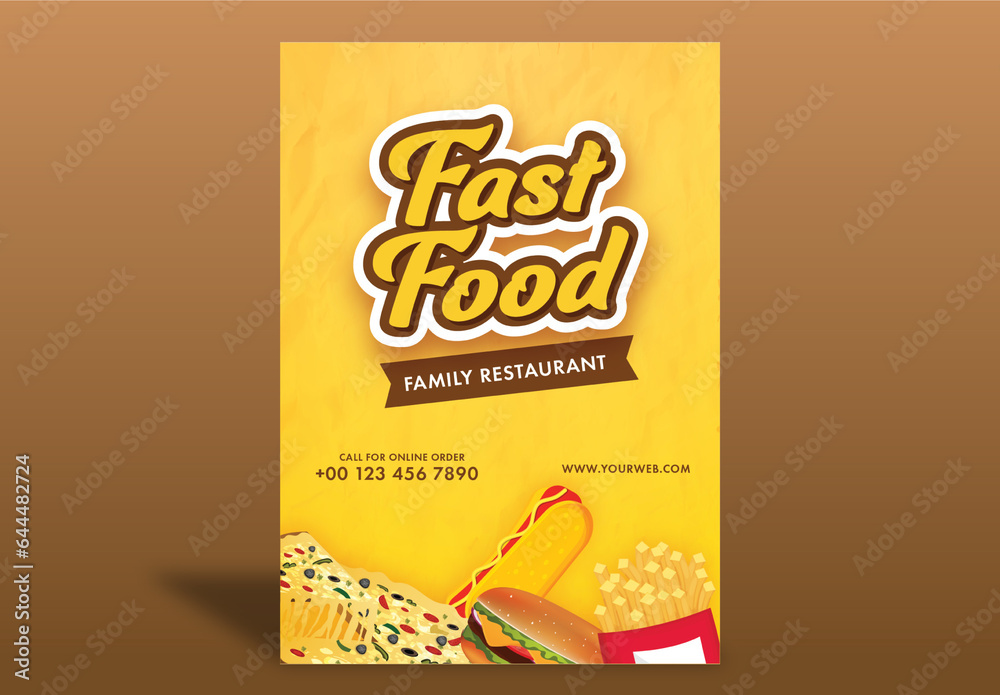Fast Food Family Restaurant Brochure, Menu Template Layout In Yellow ...