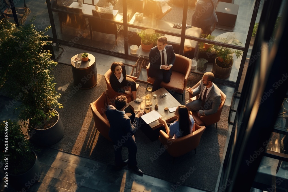 Happy business team shaking hands with clients in the office Smiling ...