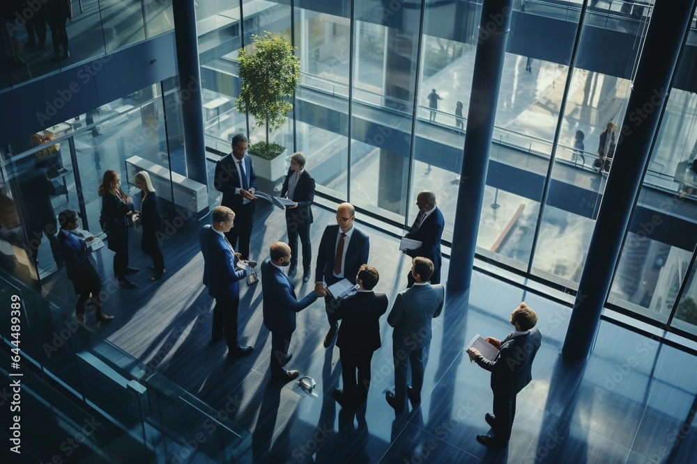 Happy business team shaking hands with clients in the office Smiling ...