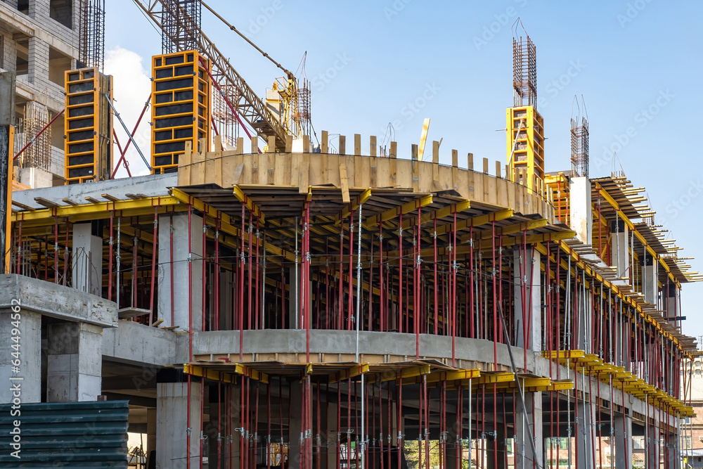 Ground parking construction. Erection of architectural structures ...