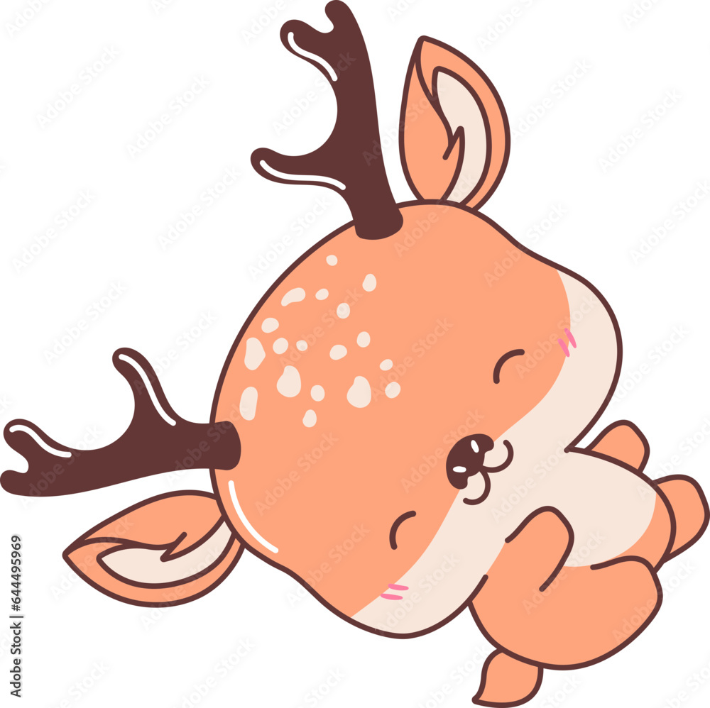 Cartoon Deer, Kawaii Forest Animal Illustration Stock Vector | Adobe Stock