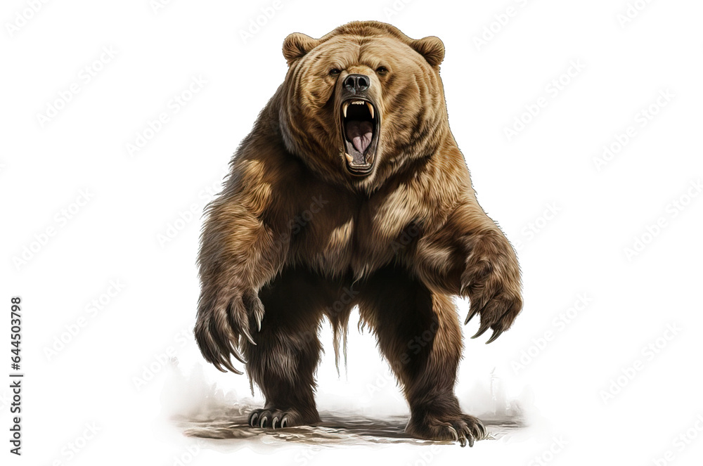 angry brown bear isolated on a transparent background, PNG format ...
