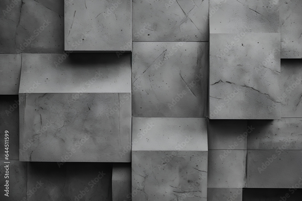 Abstract background from volumetric concrete blocks. 3D rendering Stock ...