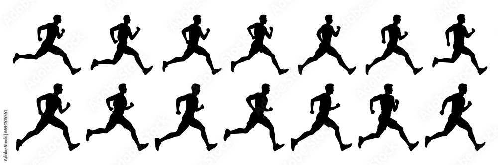 Runner silhouettes set, large pack of vector silhouette design ...