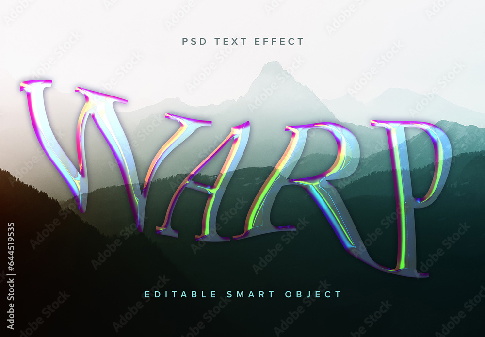 Warped Chrome Text Effect Mockup Stock Template | Adobe Stock