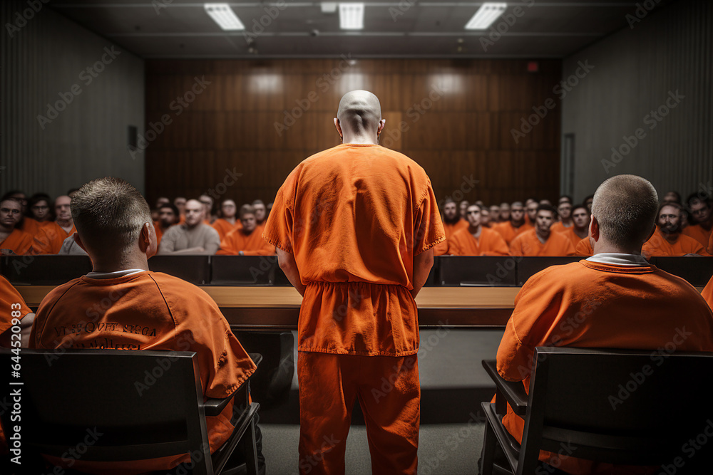 Generative AI picture of guilty arrested person speaking in court ...