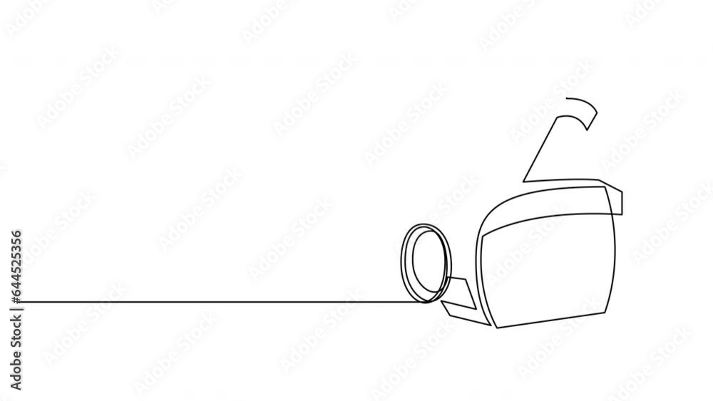 Self drawing animation of retro camcorder drawn by one continuous line ...