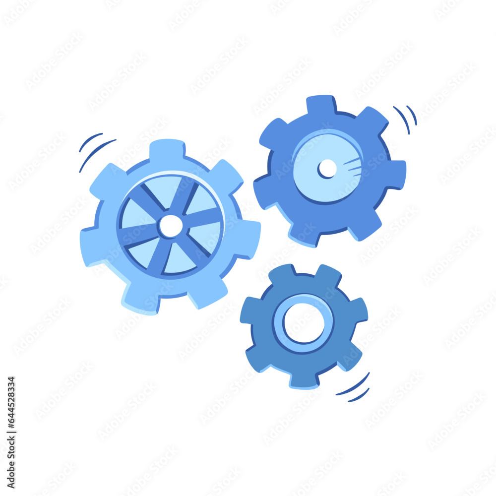 Cog gear in cartoon style, vector illustration. Hand drawn cogwheel ...