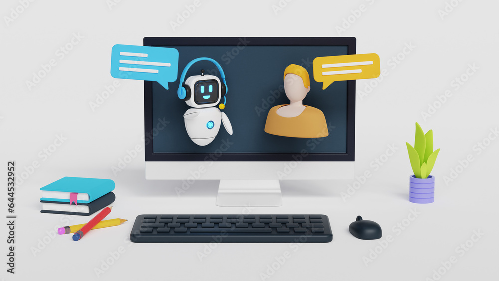 AI chat bot chatting with human provide smart solution. Artificial ...