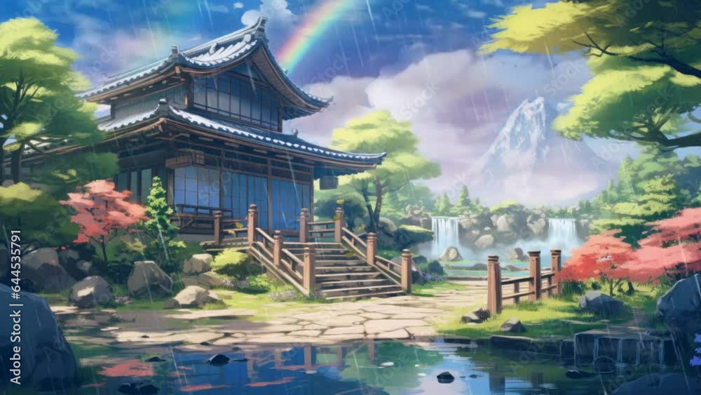 Beautiful fantasy spring nature landscape and cherry blossom tree ...