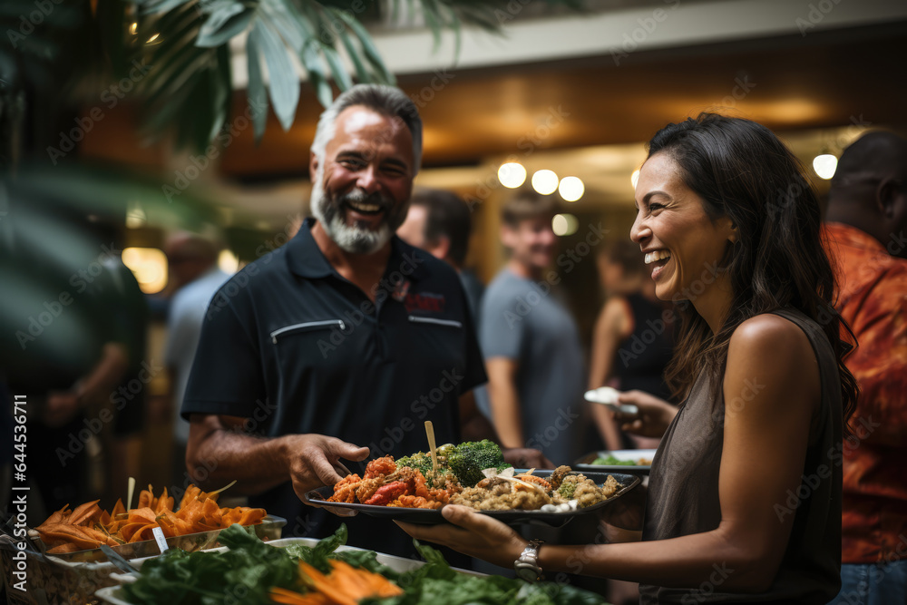 Residents gather for a potluck dinner in a communal clubhouse ...