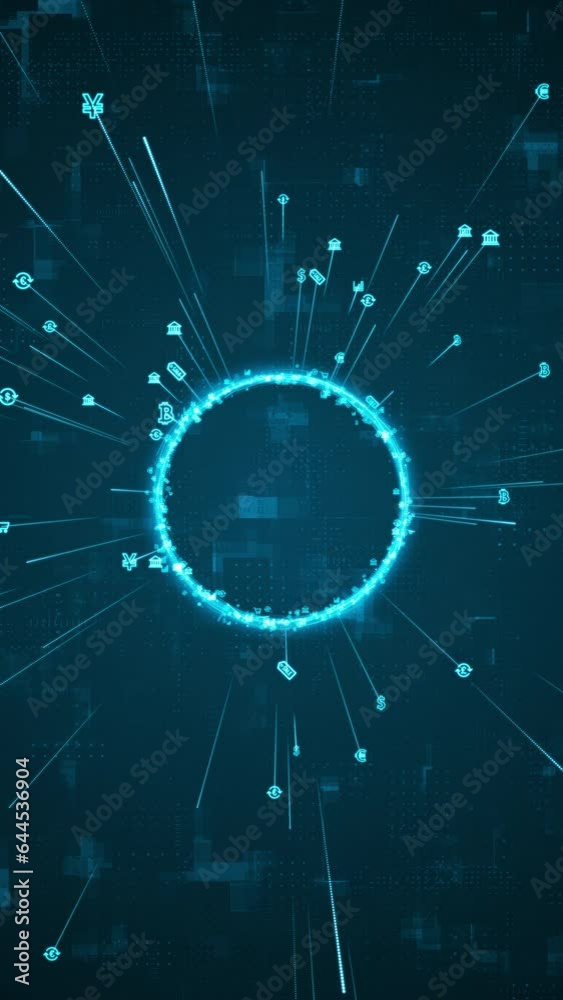 Vidéo Stock Motion graphic of Blue digital particle ring rotation ...
