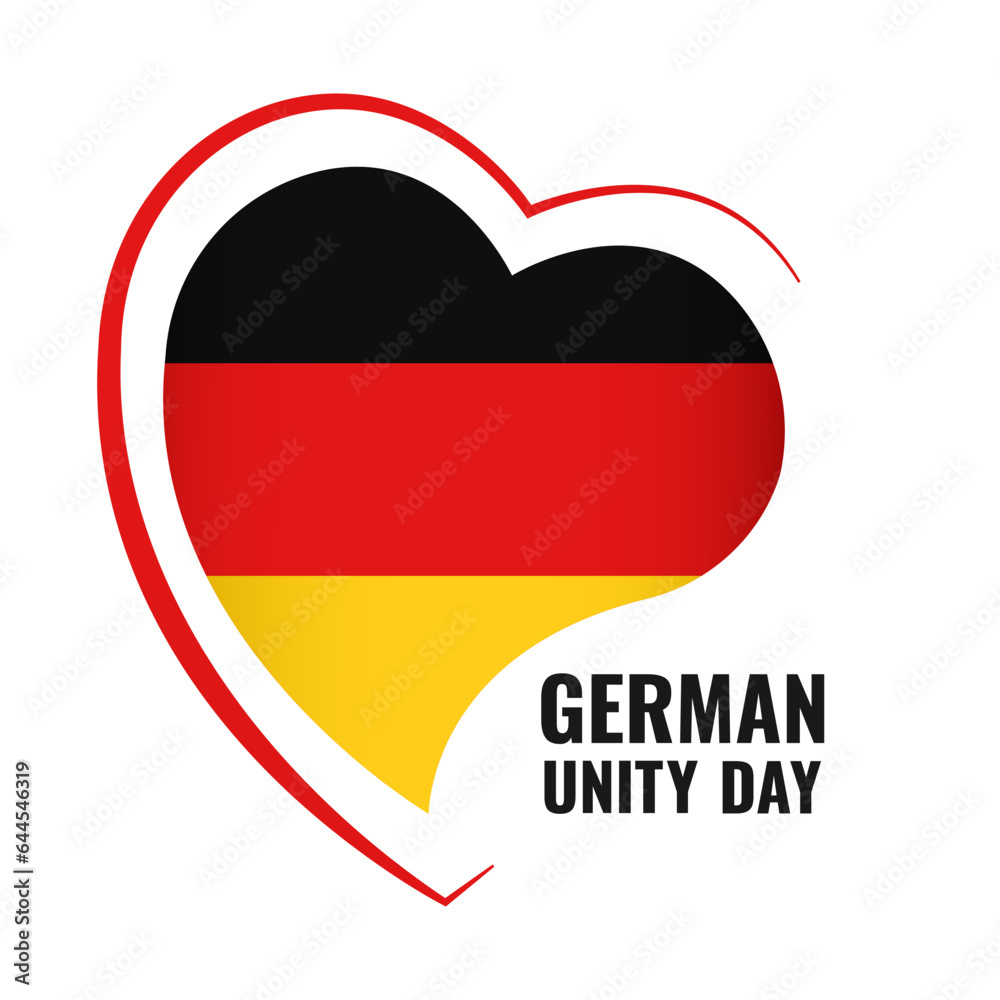Vector Illustration of German Unity Day. National flag in heart shaped ...