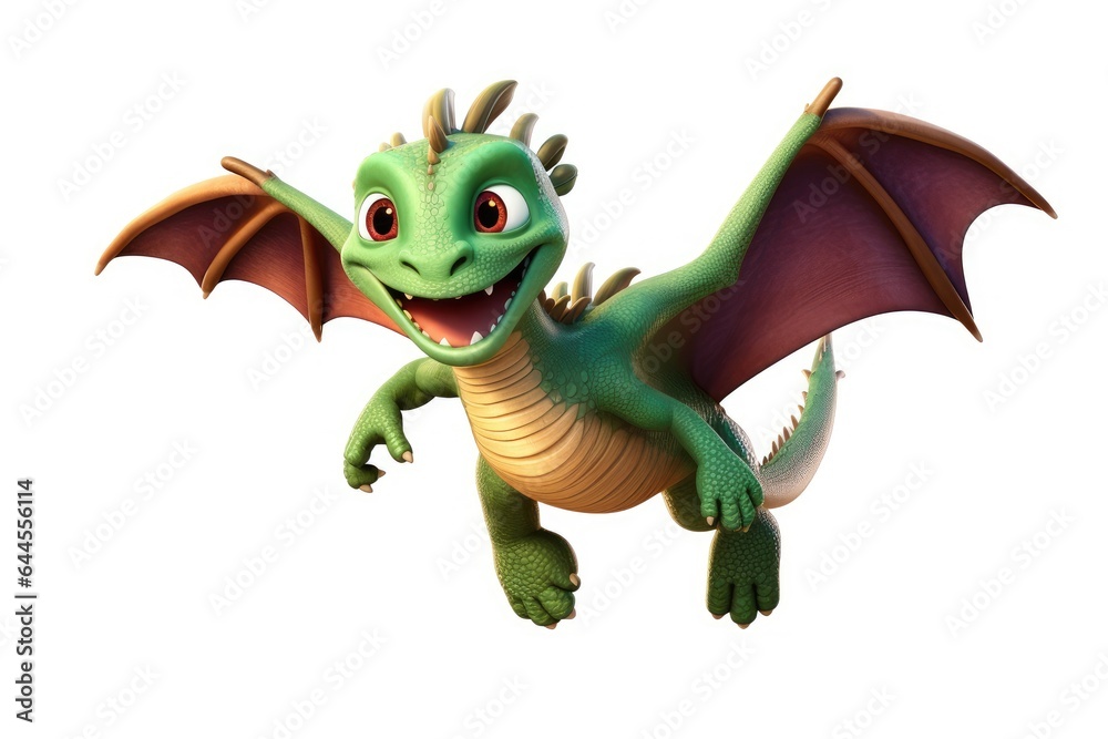 Illustration of a flying dragon cartoon on white background inspired by ...